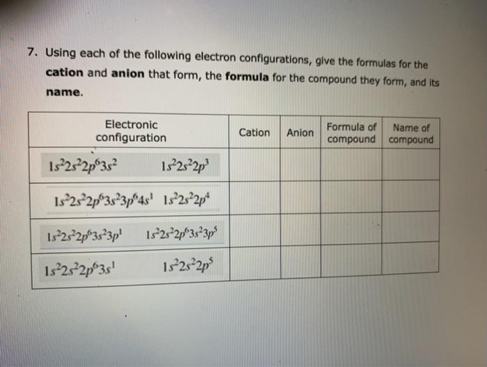 Solved 7. Using each of the following electron | Chegg.com
