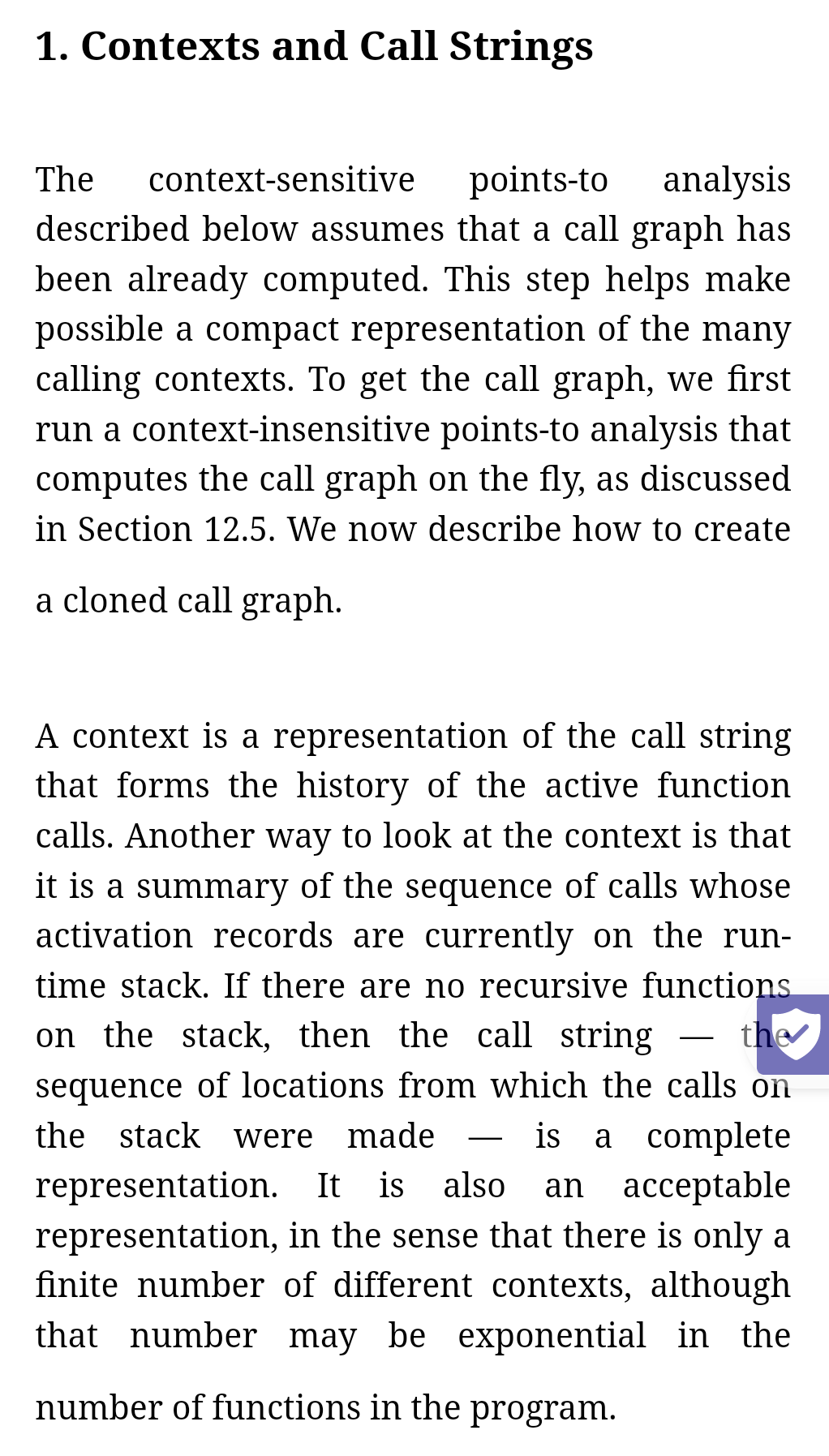 Solved 1. Contexts and Call Strings The context-sensitive | Chegg.com