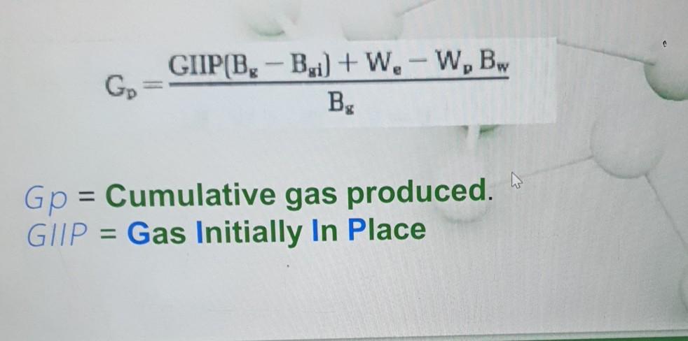 Solved Gp GIIP(B. - Bxi) + W.-W.B. BE ws Gp = Cumulative gas | Chegg.com