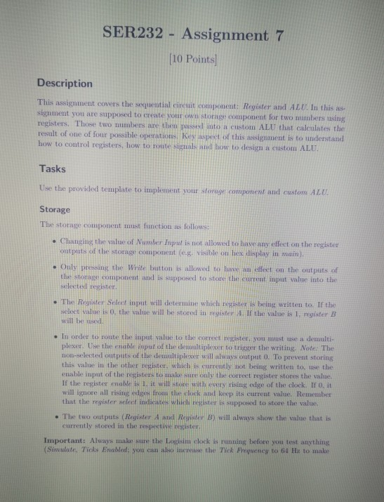 SER232 - Assignment 7 [10 Points) Description This | Chegg.com