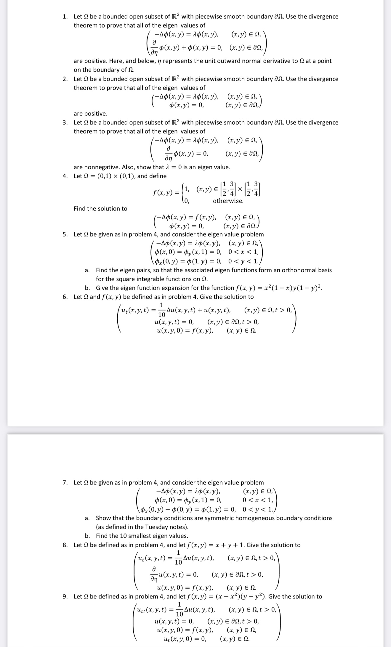 Solved Directions: The first two problems concern the | Chegg.com