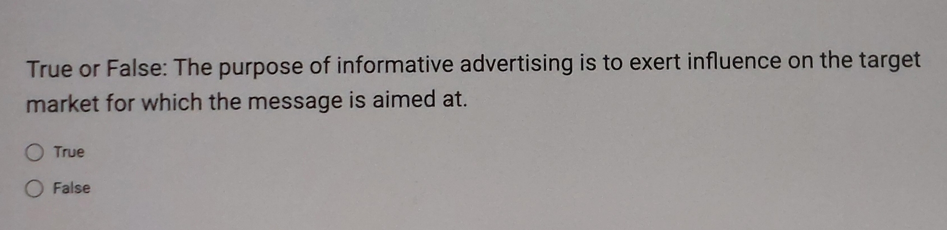 Solved True or False: The purpose of informative advertising | Chegg.com