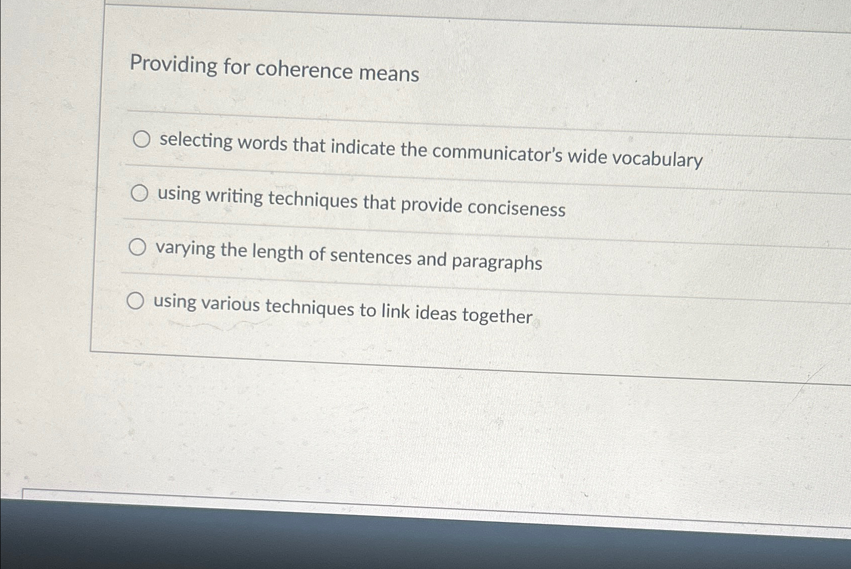 Solved Providing for coherence meansselecting words that | Chegg.com