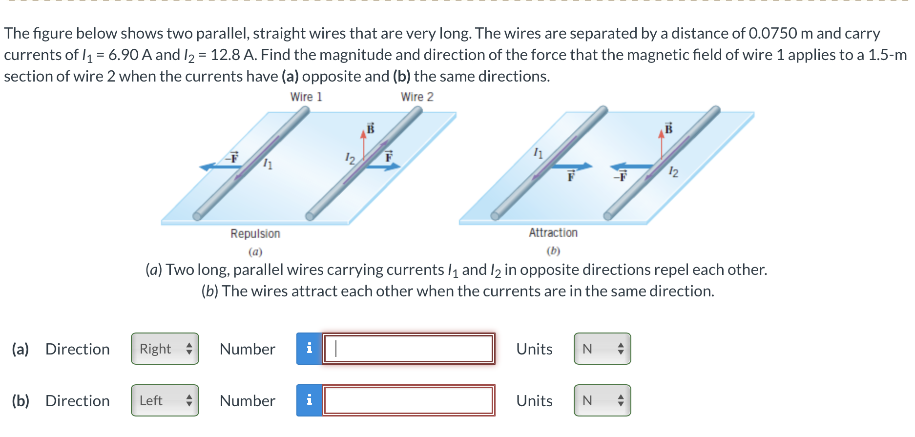 Solved The figure below shows two parallel, straight wires | Chegg.com