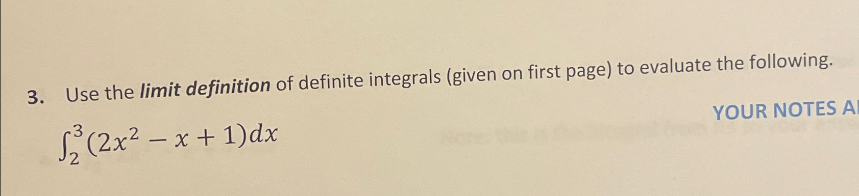 Solved Use the limit definition of definite integrals (given | Chegg.com