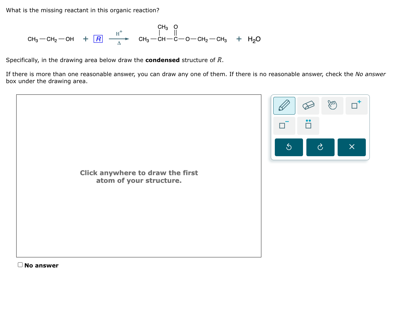 Solved What is the missing reactant in this organic | Chegg.com