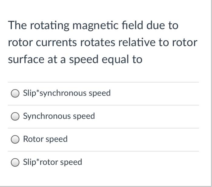 Solved The rotating magnetic field due to the rotor currents | Chegg.com