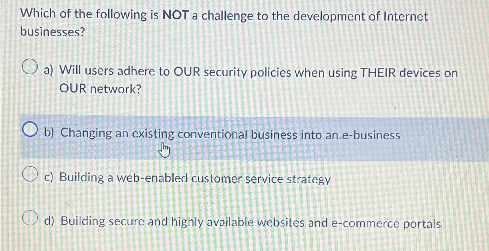Solved Which of the following is NOT a challenge to the | Chegg.com