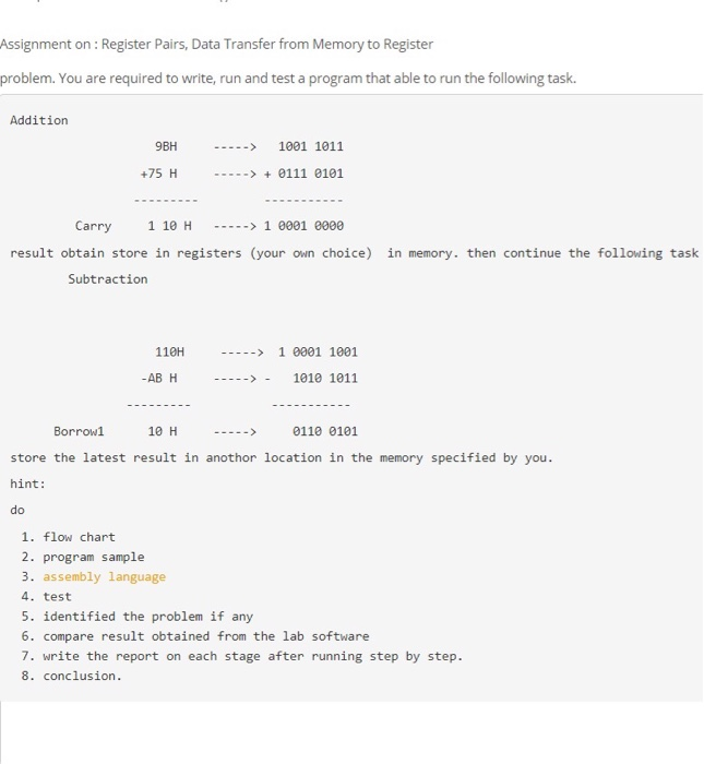 8 BIT MULTIPLICATION 8085 MICROPROCESSOR Assignment | Chegg.com