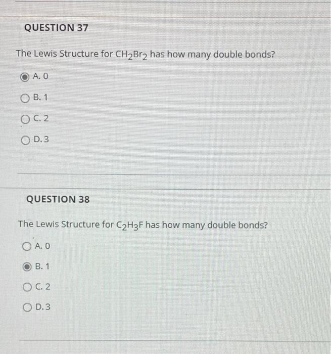 Solved QUESTION 37 The Lewis Structure for CH2Br2 has how | Chegg.com