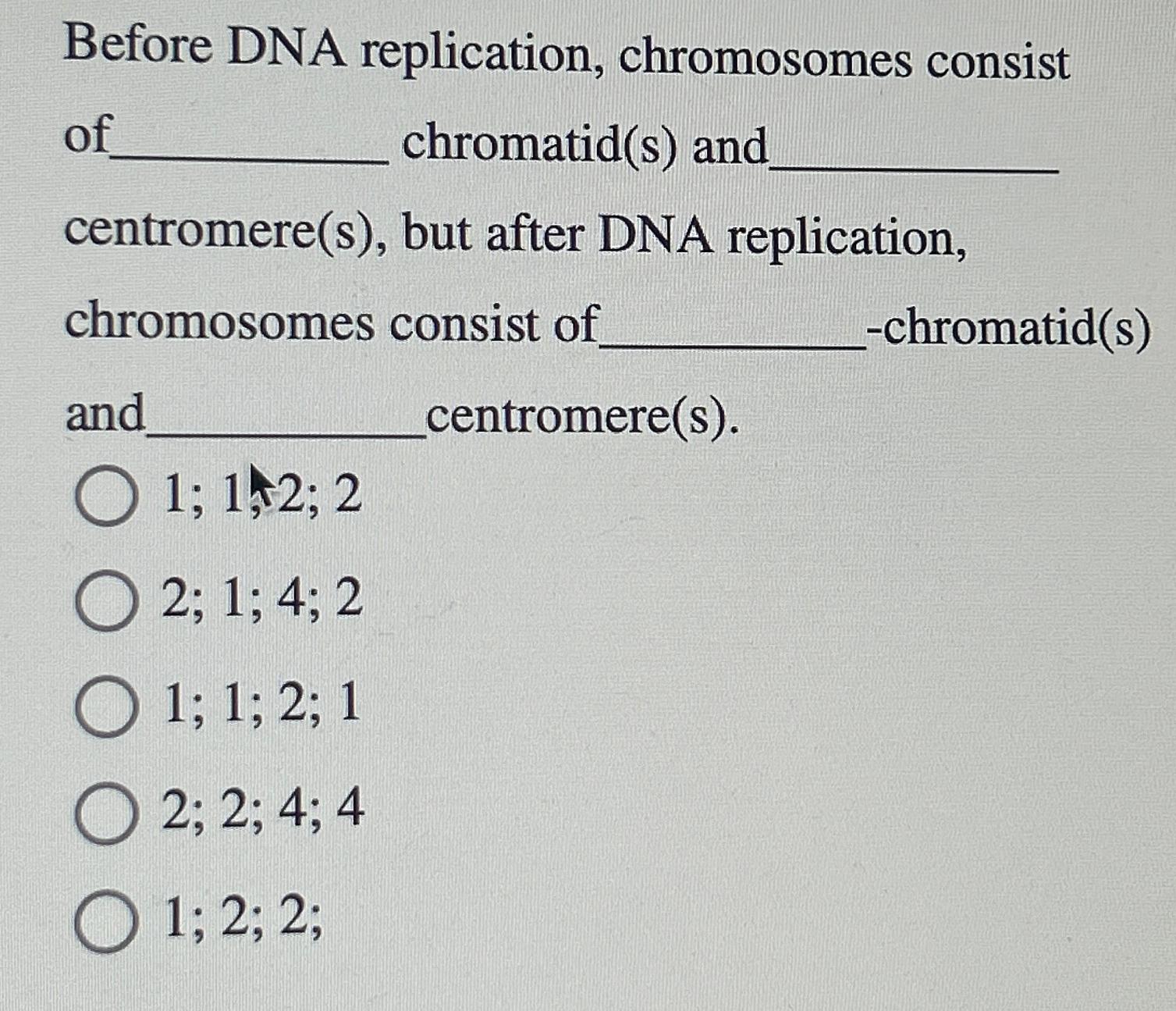 Solved Before DNA replication, chromosomes consist o. | Chegg.com