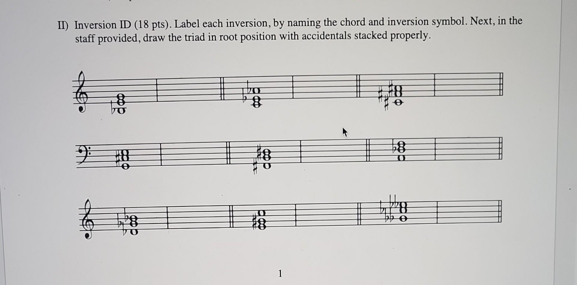 1) Inversion ID (18 pts). Label each inversion, by | Chegg.com
