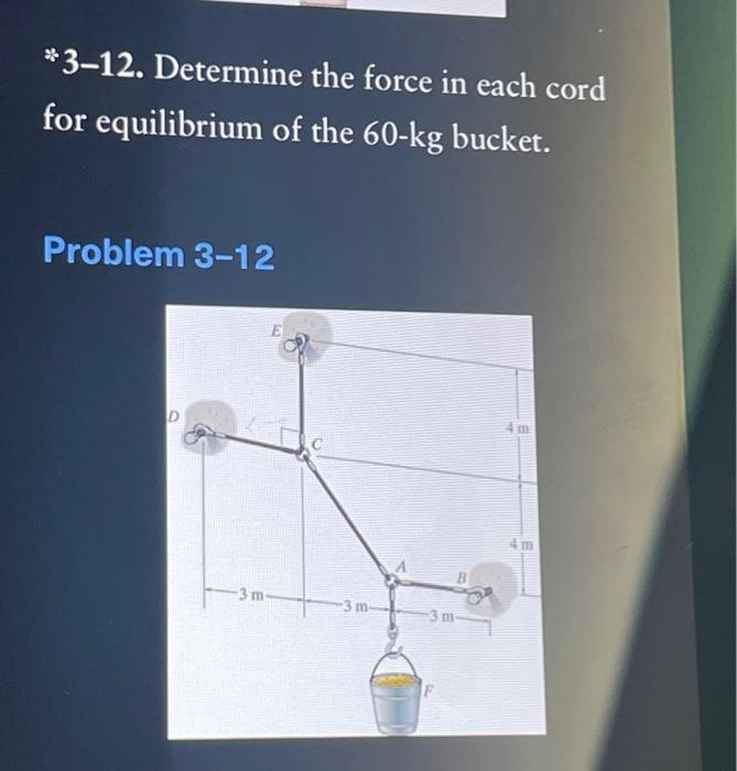 Solved *3-12. Determine the force in each cord for | Chegg.com