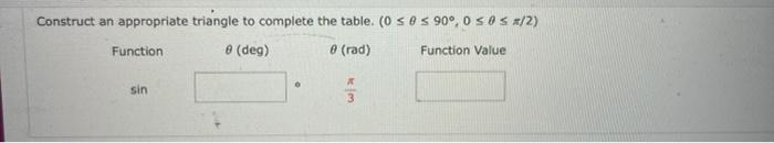 Solved Construct an appropriate triangle to complete the | Chegg.com