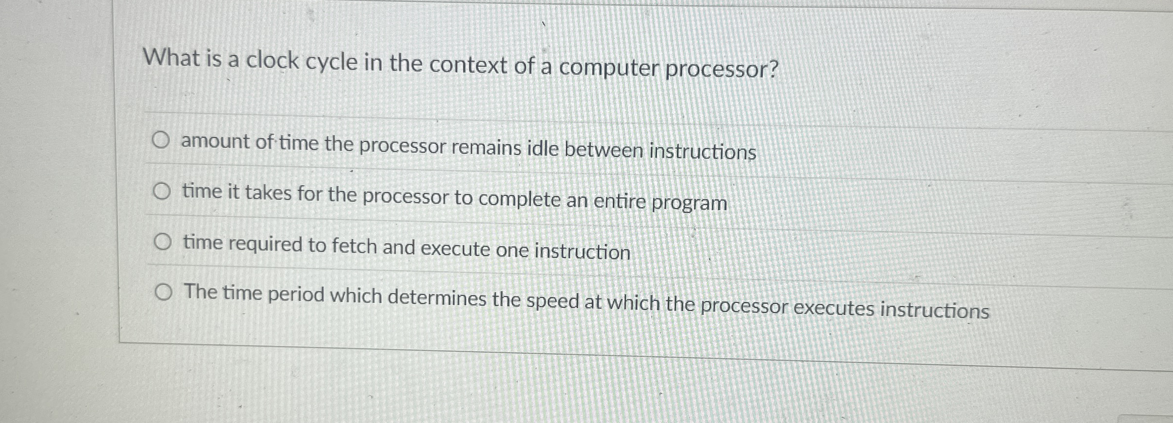 Solved What is a clock cycle in the context of a computer | Chegg.com