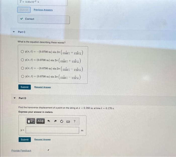 Solved Transverse waves on a string have wave speed 8.00 | Chegg.com