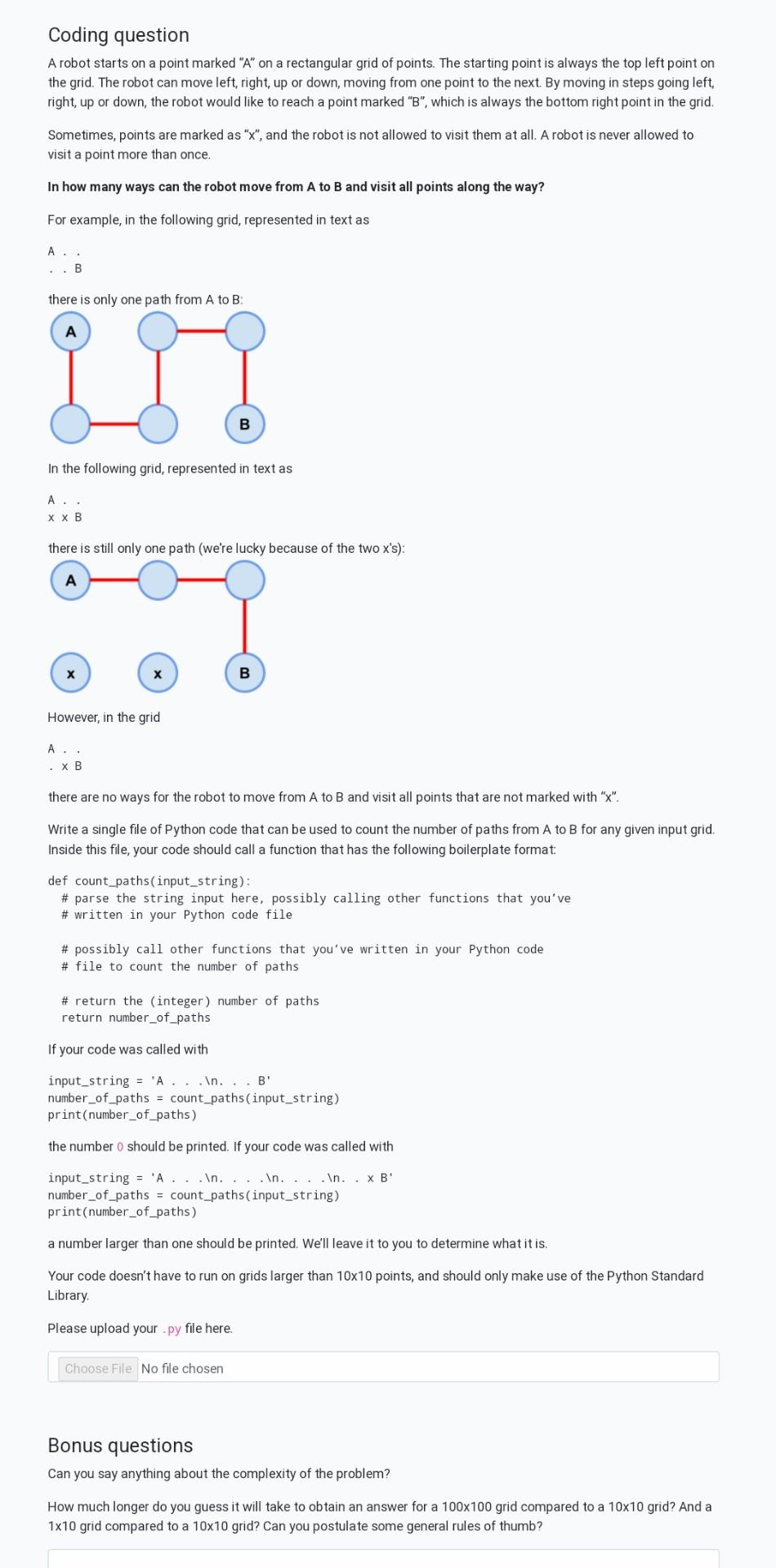 Solved Coding question A robot starts on a point marked "A" | Chegg.com
