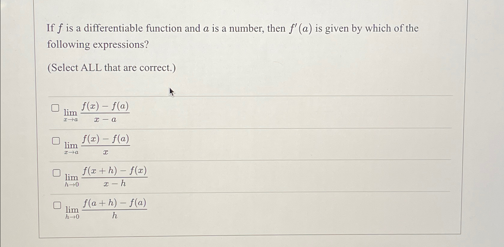 Solved If f ﻿is a differentiable function and a ﻿is a | Chegg.com