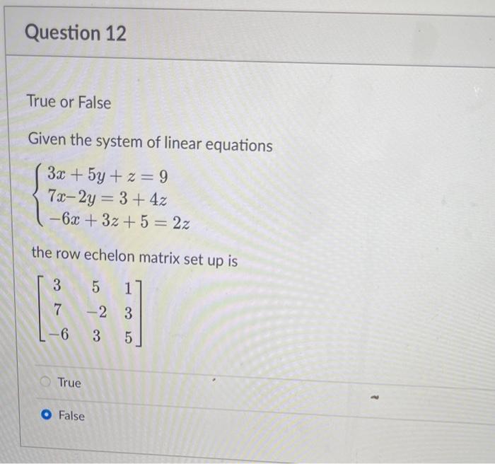Solved Given the system of linear equations | Chegg.com