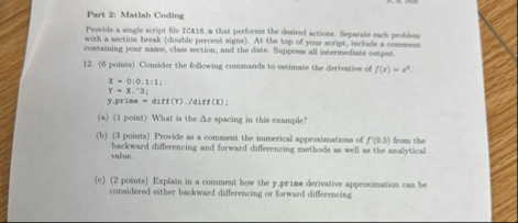 Solved Part 2: Matlab Coding with a section break (double | Chegg.com