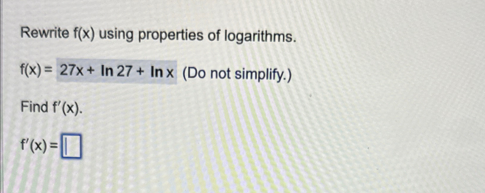 Solved Rewrite f(x) ﻿using properties of | Chegg.com