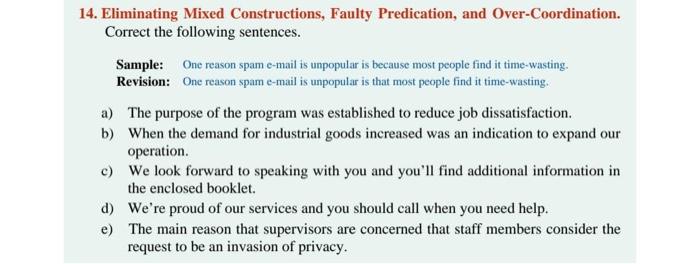 14. Eliminating Mixed Constructions, Faulty | Chegg.com