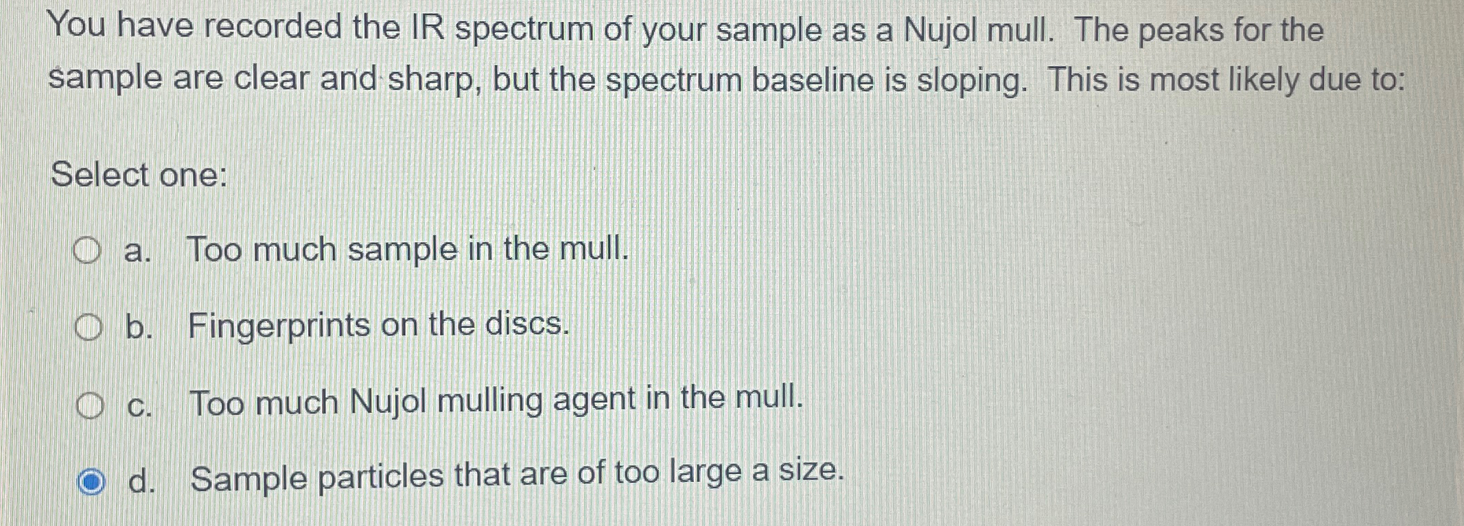 Solved You have recorded the IR spectrum of your sample as a | Chegg.com