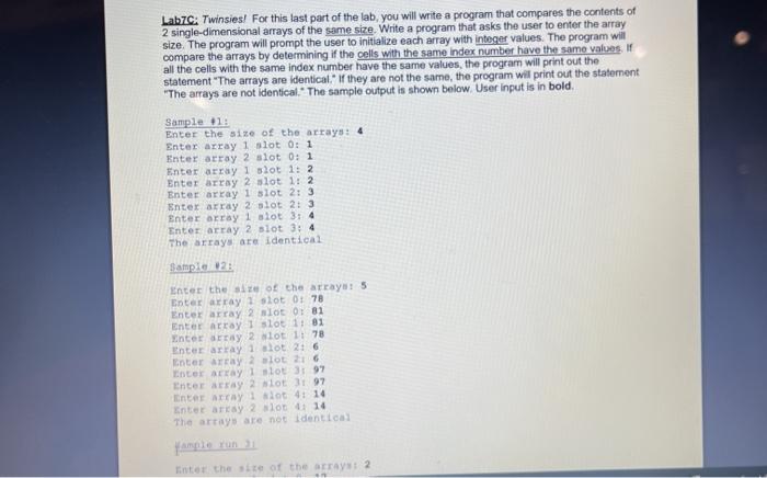 Solved Lab7c: Twinsies! For this last part of the lab, you | Chegg.com