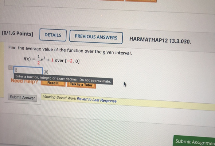 Solved [0/1.6 Points] DETAILS PREVIOUS ANSWERS HARMATHAP12 | Chegg.com