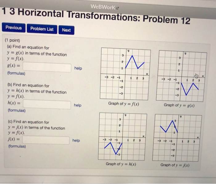 Solved WebWork 13 Horizontal Transformations: Problem 12 | Chegg.com