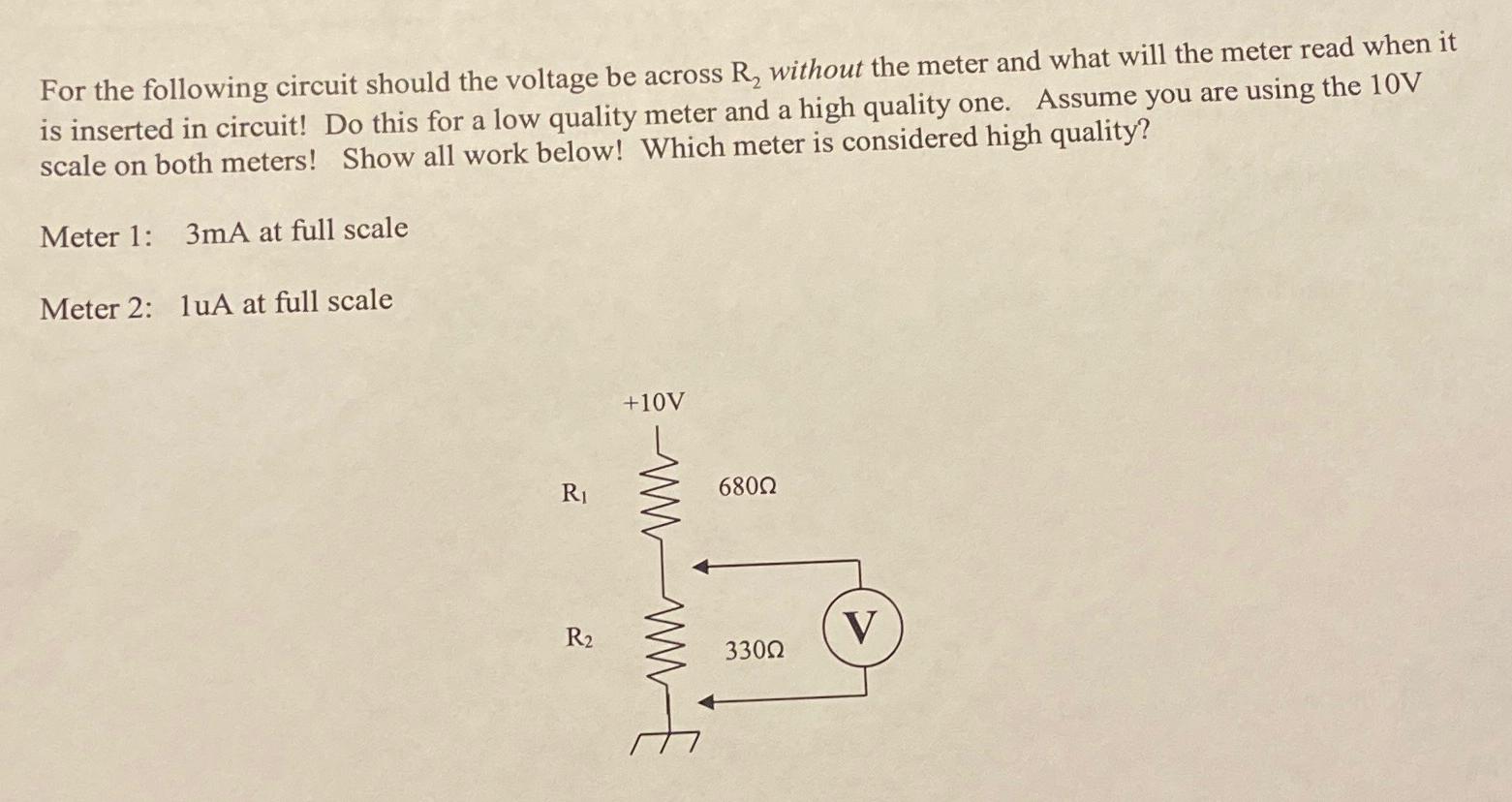 Solved For the following circuit should the voltage be | Chegg.com