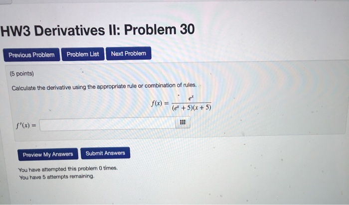 Solved HW3 Derivatives II: Problem 29 Previous Problem | Chegg.com