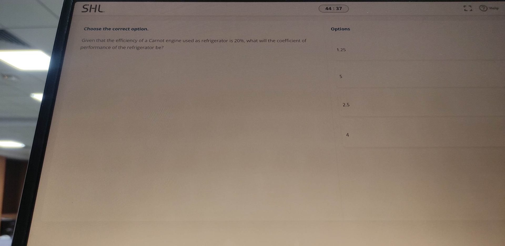 Solved SHL.Choose the correct option.OptionsGiven that the | Chegg.com