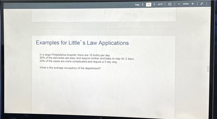 Solved Examples for Little's Law Applications In a large | Chegg.com