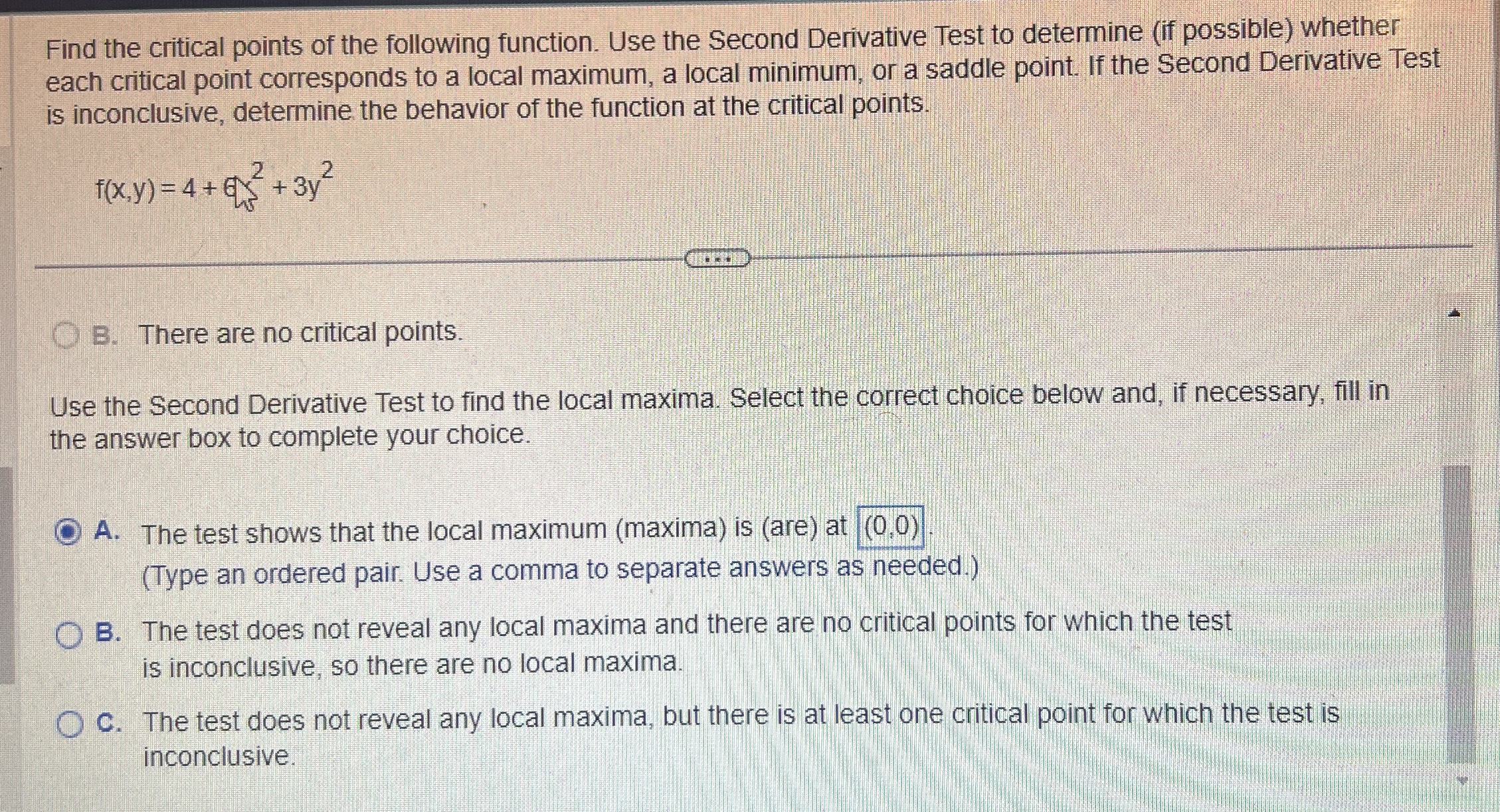 Solved Find the critical points of the following function. | Chegg.com