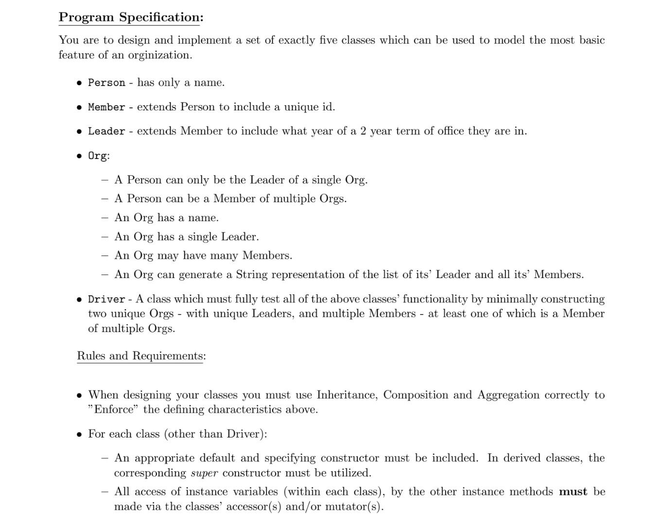 Solved Program Specification: You are to design and | Chegg.com