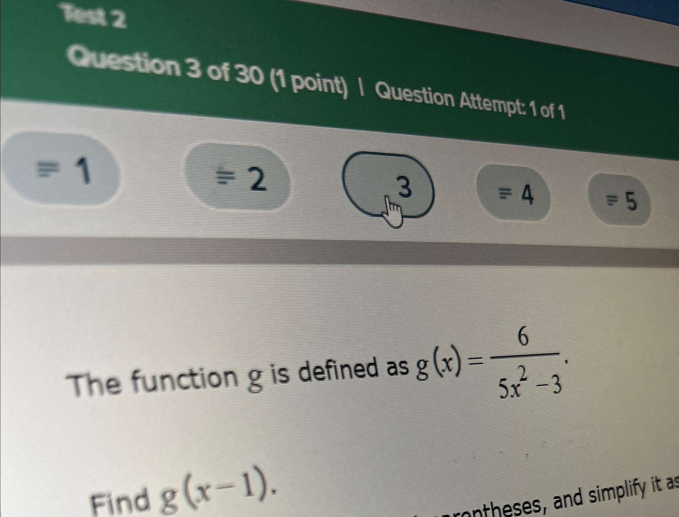 Solved That 2Question 3 ﻿of 30 (1 ﻿point) ﻿I Question | Chegg.com