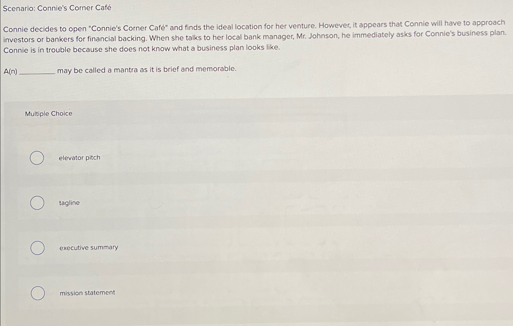 Solved Scenario: Connie's Corner CaféConnie decides to open | Chegg.com