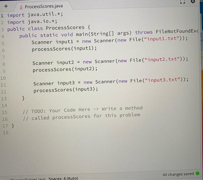 Solved Process Scores 3 No1 л с 5 6 7 8 Write a static | Chegg.com