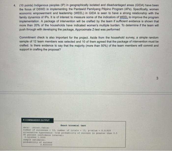 Solved 4. (10 points) Indigenous peoples (IP) in | Chegg.com