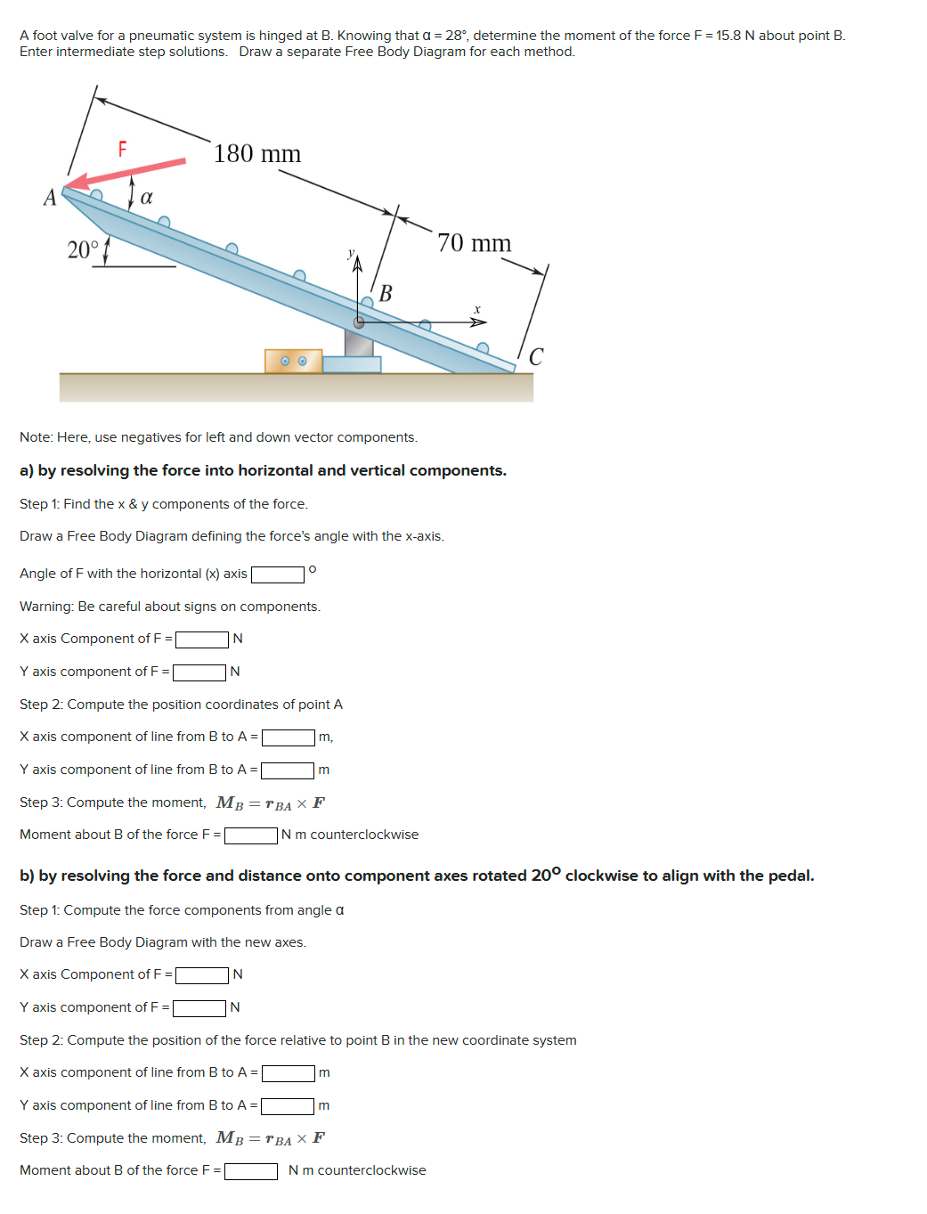 Solved A foot valve for a pneumatic system is ﻿hinged at B. | Chegg.com