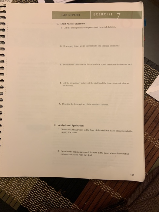 EXERCISE LAB REPORT The Axial Skeleton Matching Match | Chegg.com