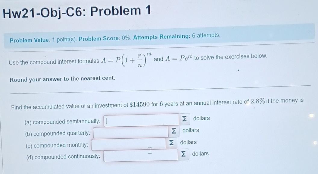 Solved Use the compound interest formulas A=P(1+nr)nt and | Chegg.com