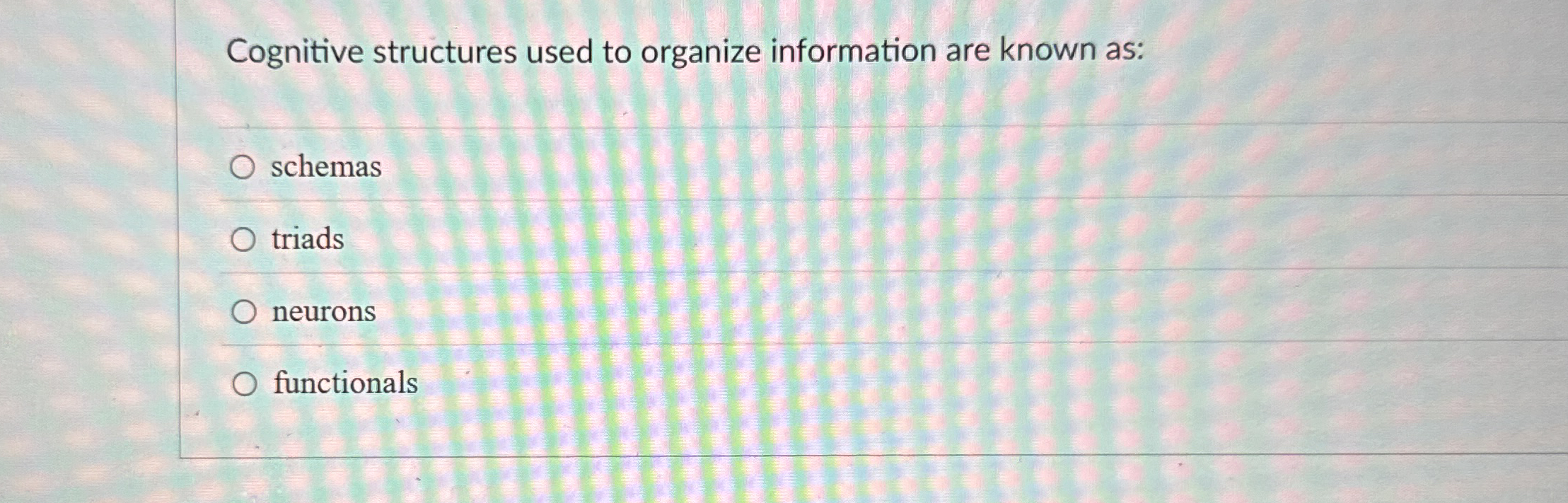 Solved Cognitive structures used to organize information are | Chegg.com