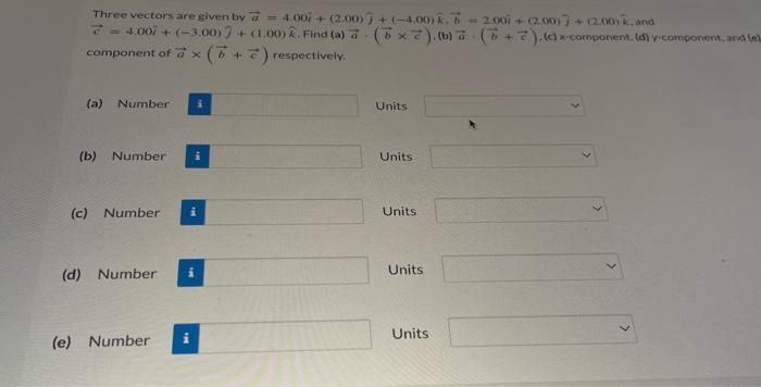 Solved (a) Nuinber Units (b) Number Units (c) Number Units | Chegg.com