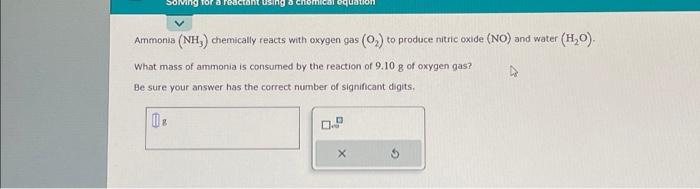 Solved Solving for a reactant using a chen cal equation | Chegg.com