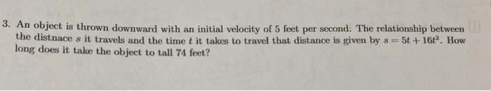 Solved 3. An object is thrown downward with an initial | Chegg.com