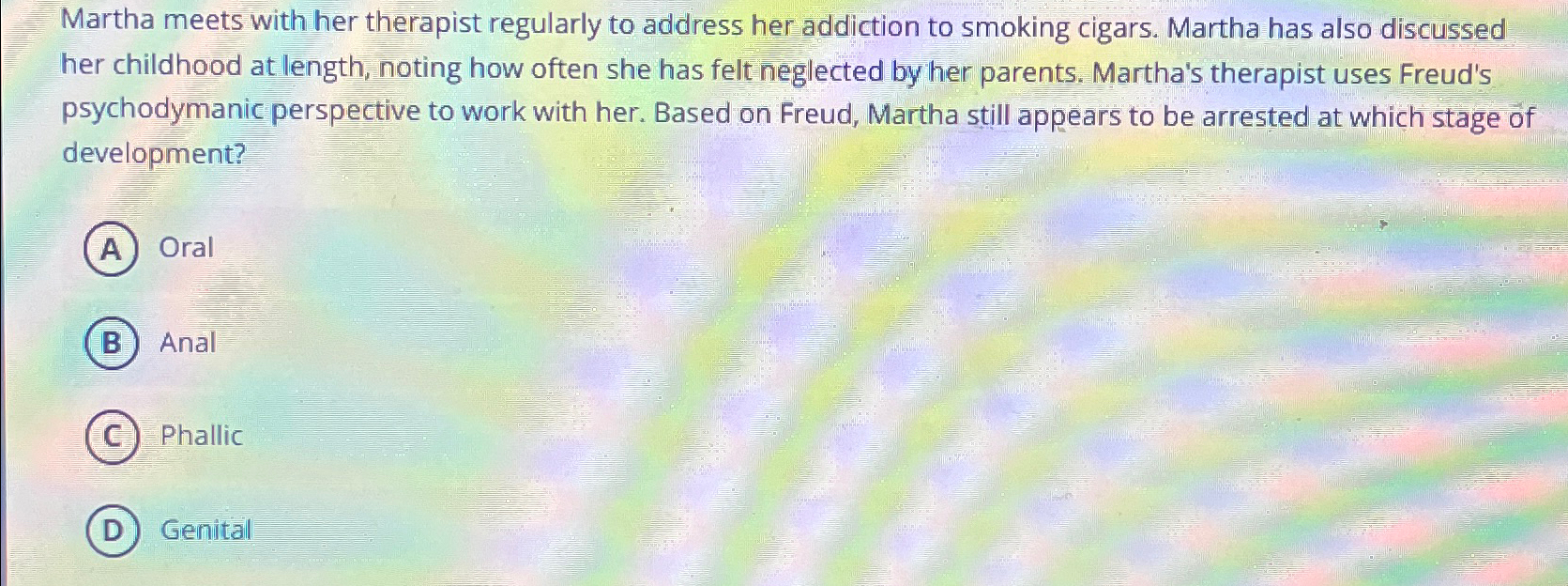 Solved Martha meets with her therapist regularly to address | Chegg.com