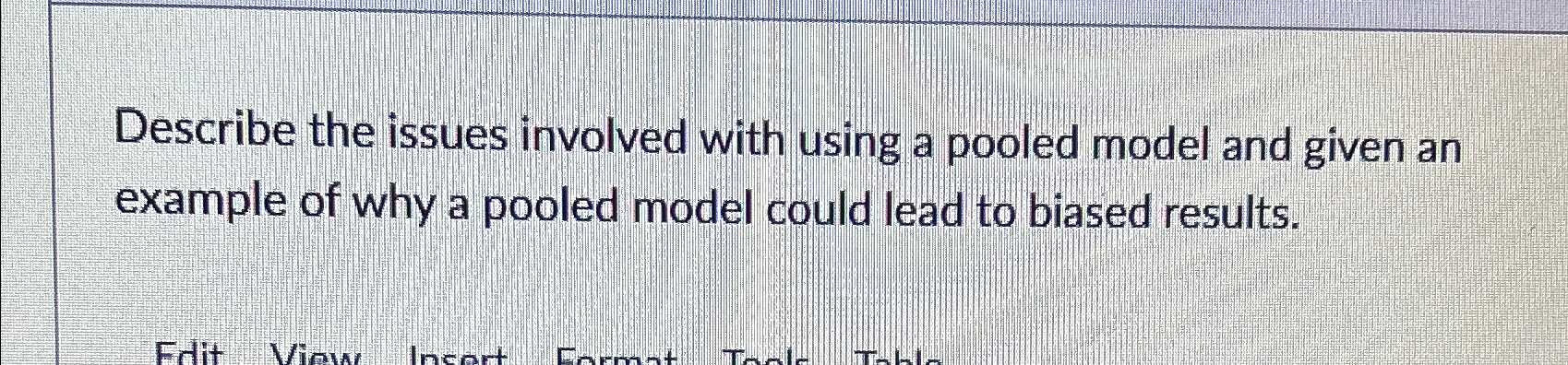 Solved Describe the issues involved with using a pooled | Chegg.com Solved Describe the issues involved with using a pooled | Chegg.com