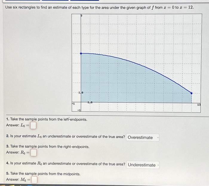Solved Use six rectangles to find an estimate of each type | Chegg.com